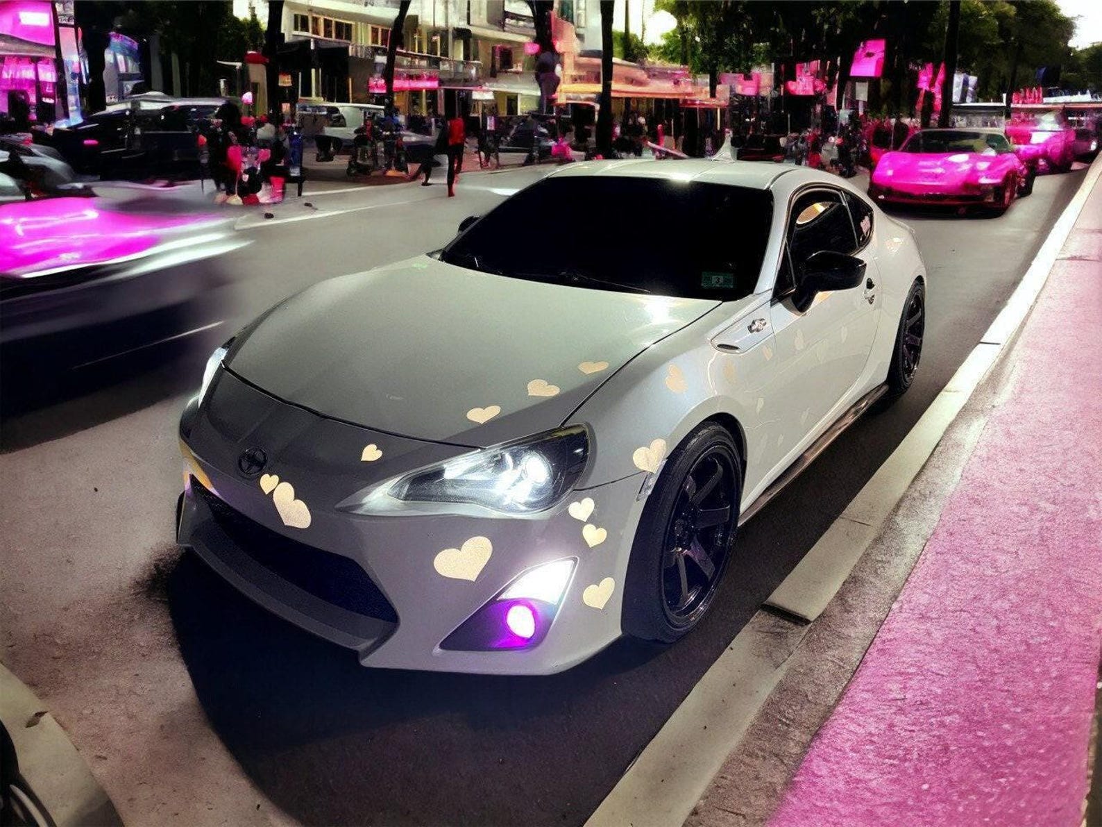 Reflective Hearts Livery Custom Car Side Sticker Wrap | Oil Slick ...