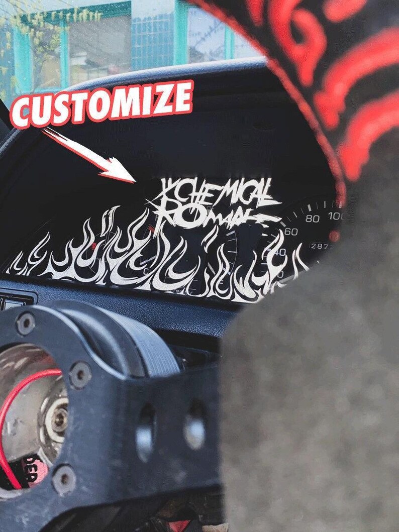 Custom Flame Fire - Car Dashboard Decal / Sticker - JDM Japenese Car ...