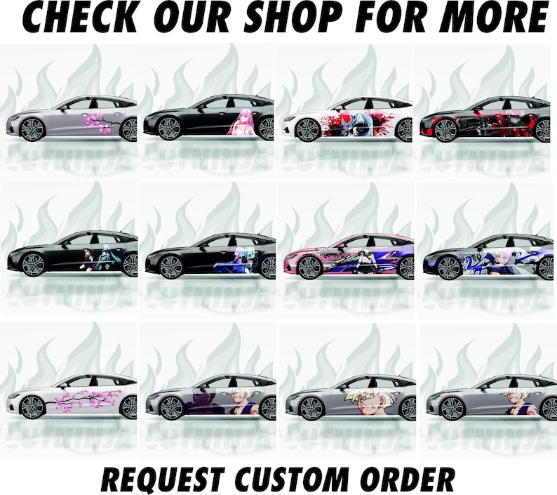 Anime Girl Car Side Vinyl Decal, Large Waterproof Anime Car Sticker for ...