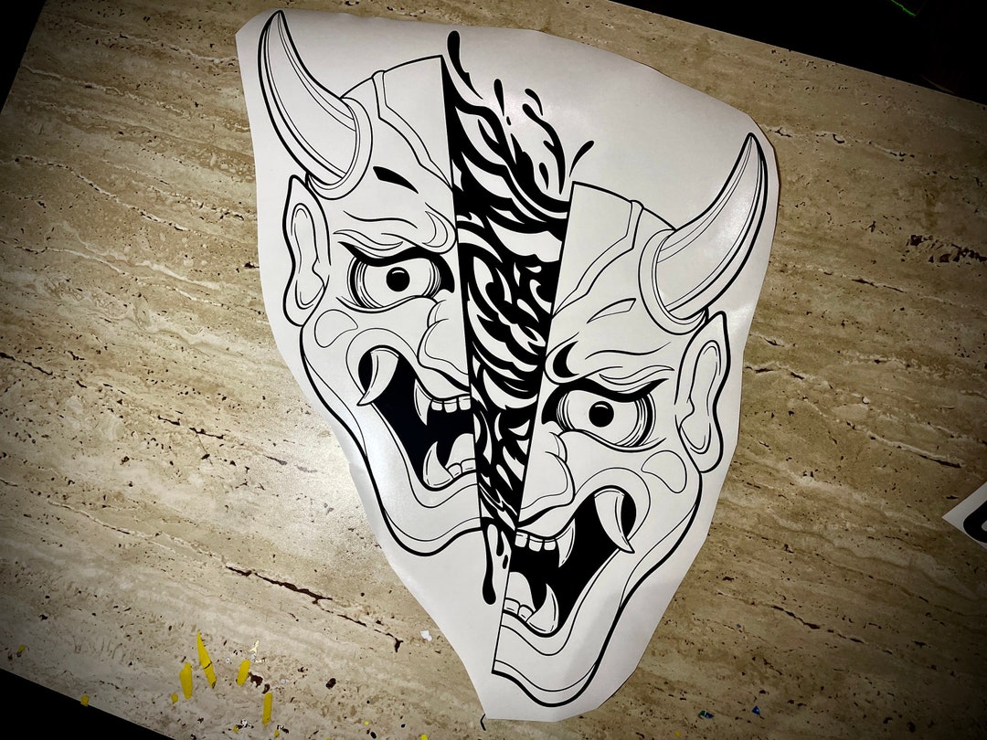 Samurai Oni Mask JDM Oil Slick Sticker Oni Mask Anime Decal - Etsy