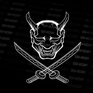 Oni Mask Goon Swords JDM Oil Slick Sticker - Anime Decal - Japan Car ...