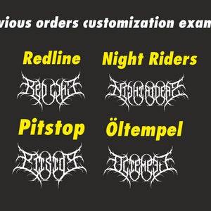 Hated Death Metal Style Decal! Custom Text Windshield Visor Banner ...
