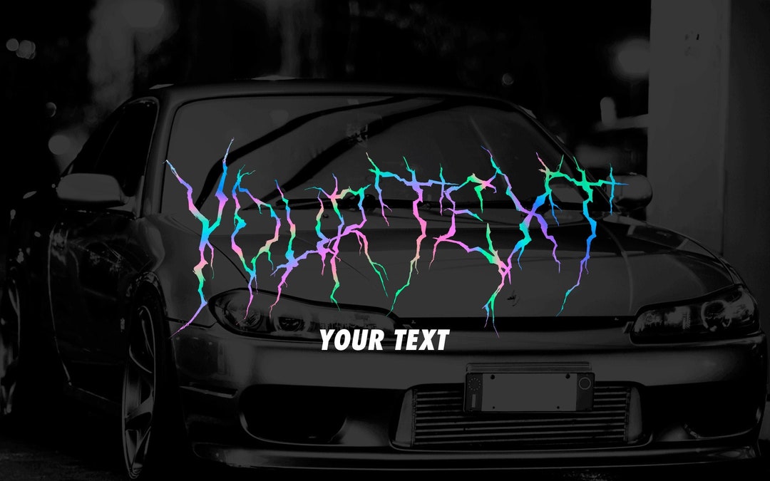 Custom Text Black Metal Style Decal! Windshield Visor Banner Stripe ...