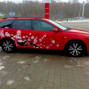 Anime Girl With Sakura Car Livery - Cherry Blossom Large Vinyl Die Cut ...