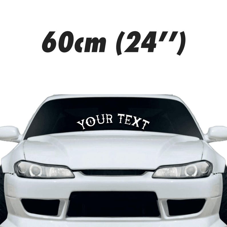Back Window Custom Rounded Text Decal! Windshield Visor Banner Stipe ...