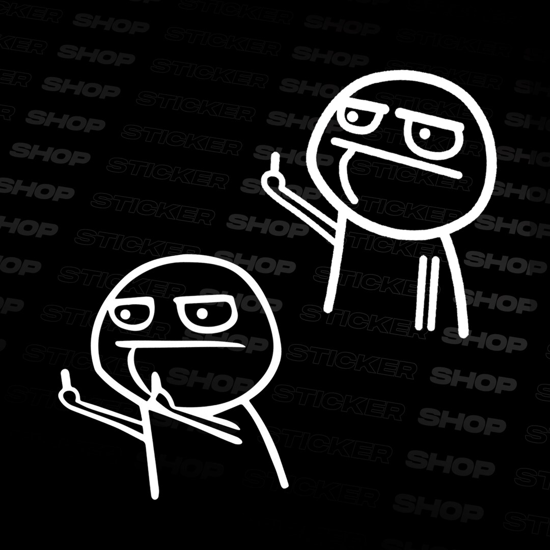 X2 Middle Finger Meme Guy Decal / Sticker SET - Funny JDM Car Decals ...