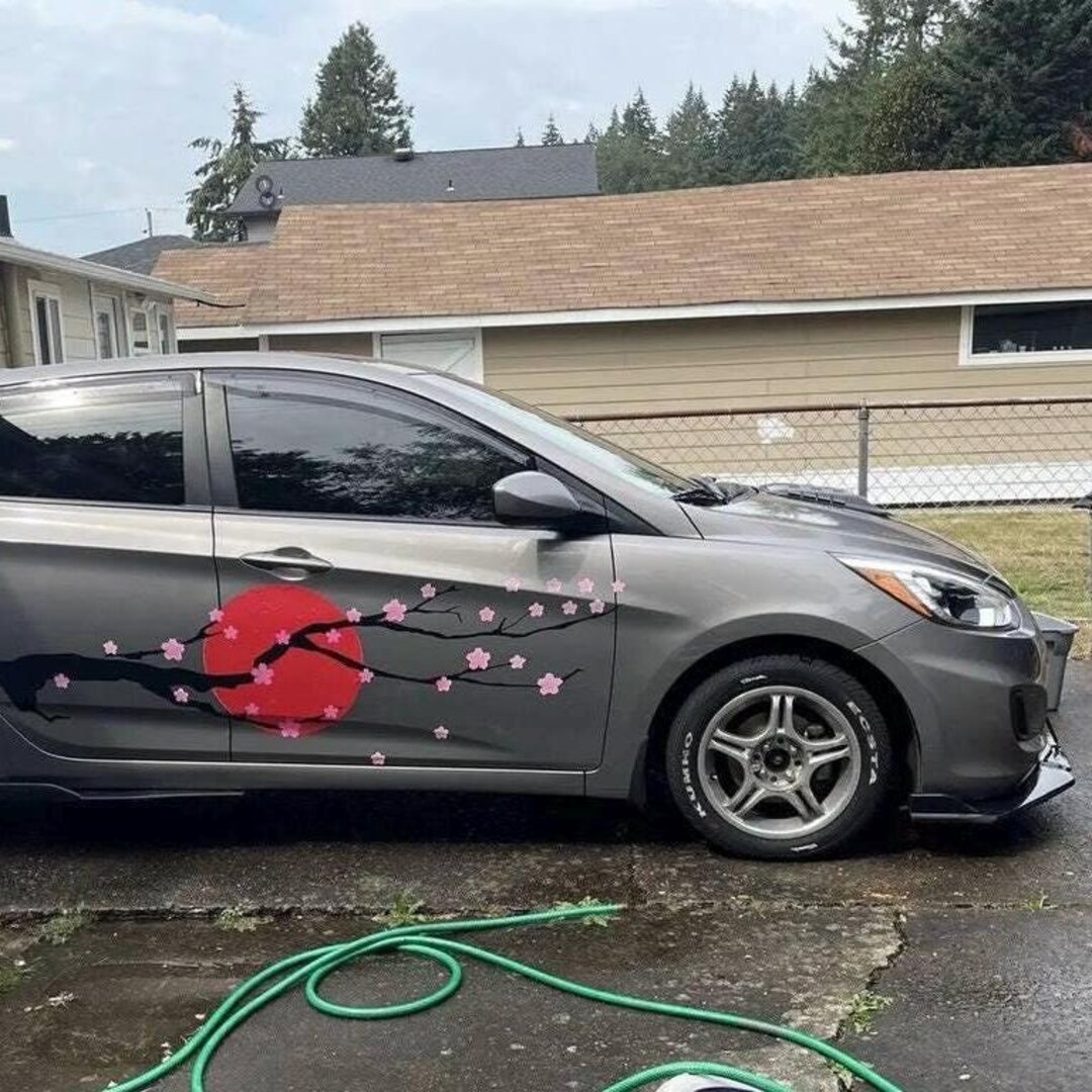 Custom Sakura Car Decal, Cherry Blossom Anime JDM Vinyl Sticker, Large ...