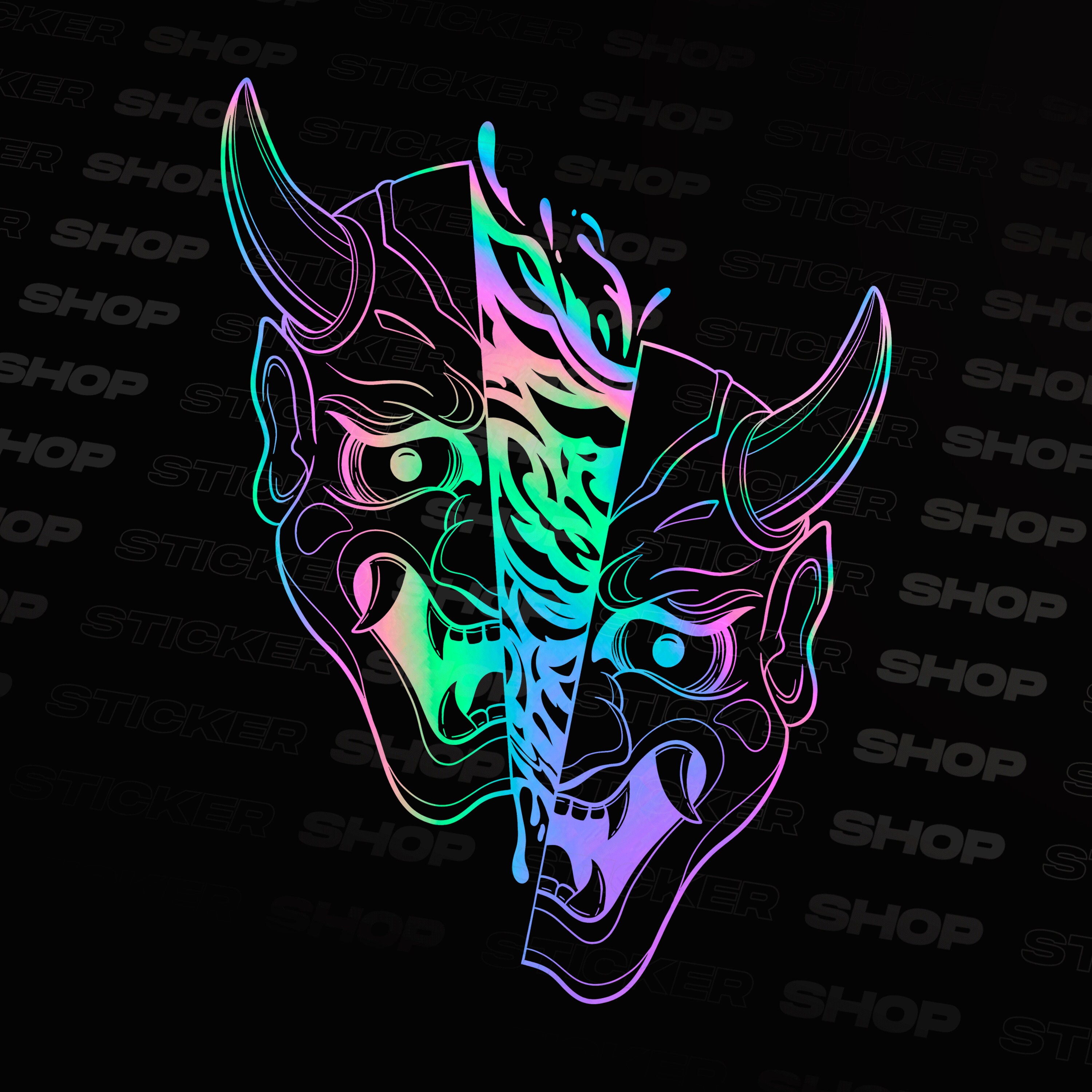 Samurai Oni Mask JDM Oil Slick Sticker Oni Mask Anime Decal - Etsy
