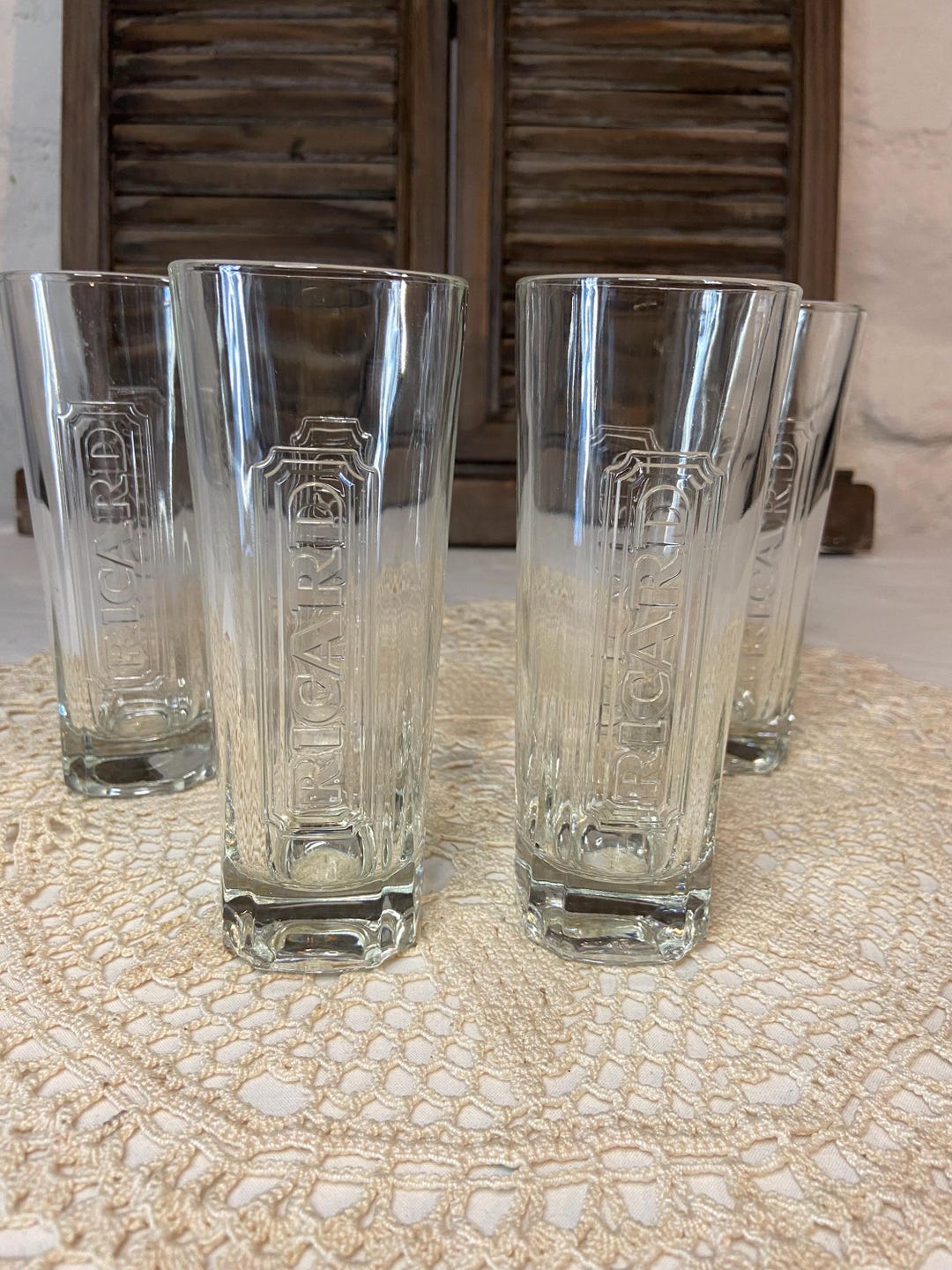 Set of 4 French Vintage Bistrot Cafe Restaurant Tall Ricard Anisette ...