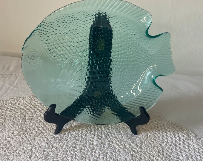 French Vintage Arcoroc Arcopal Fish Design Serving Plate Dinner Plates ...