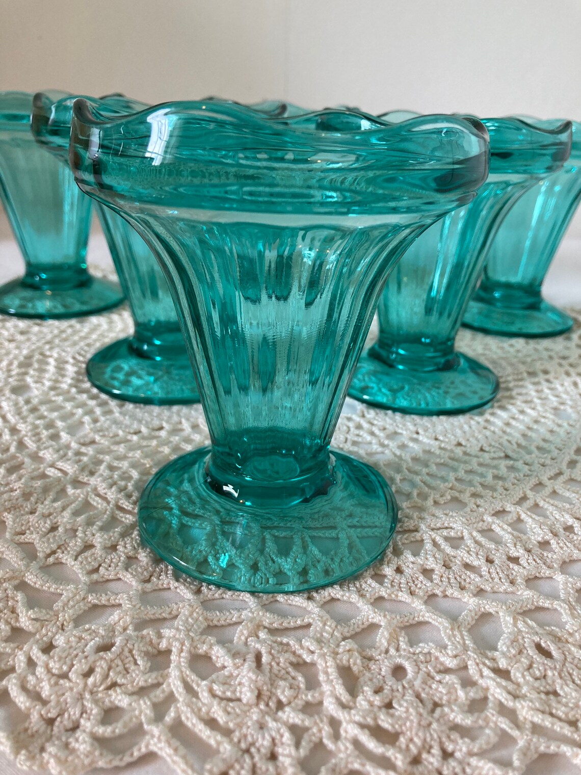 Beautiful Set of 6 Six Luminarc / Arcopal Aqua Turquoise Blue - Etsy