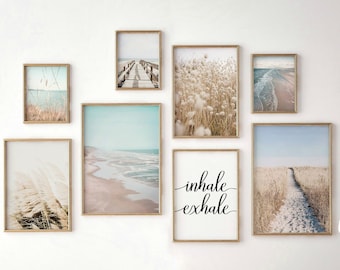 Coastal Prints Set of 3 Neutral Beach Wall Art Boho Beach | Etsy