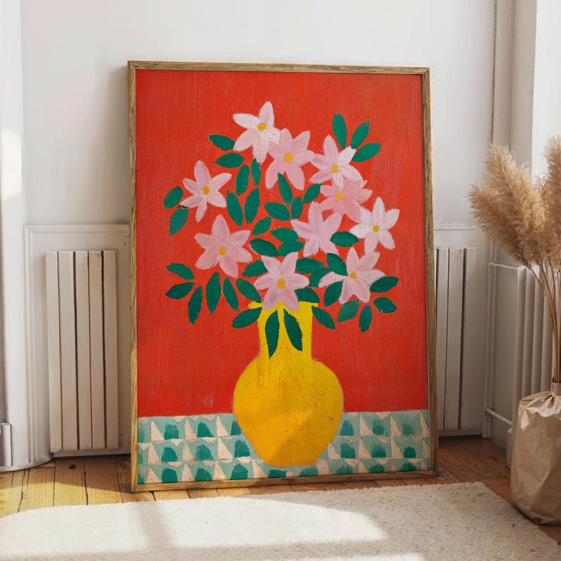 Colorful Flower Vase Print - Etsy