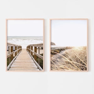 Printable Boho Coastal Prints Set of 2 Neutral Beach Room - Etsy