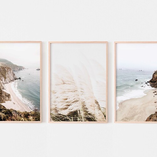 Framed Beach Set Set of Neutral Beach Prints Coastal - Etsy