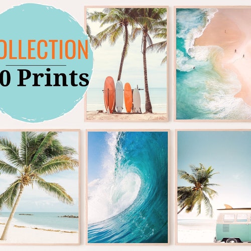Coastal Beach Gallery Wall Set of 5 Prints Boho Printable - Etsy