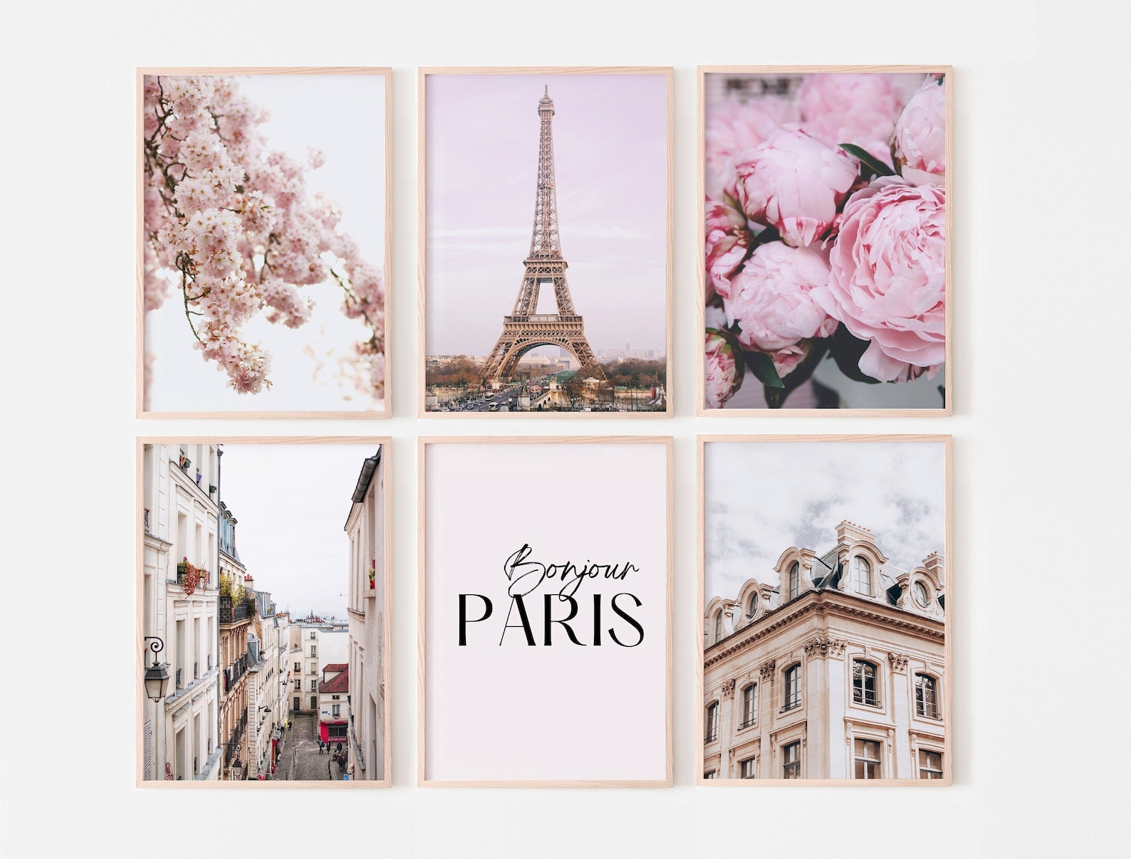 Paris Wall Art Gallery Wall Set of 6 Prints Pink Paris | Etsy