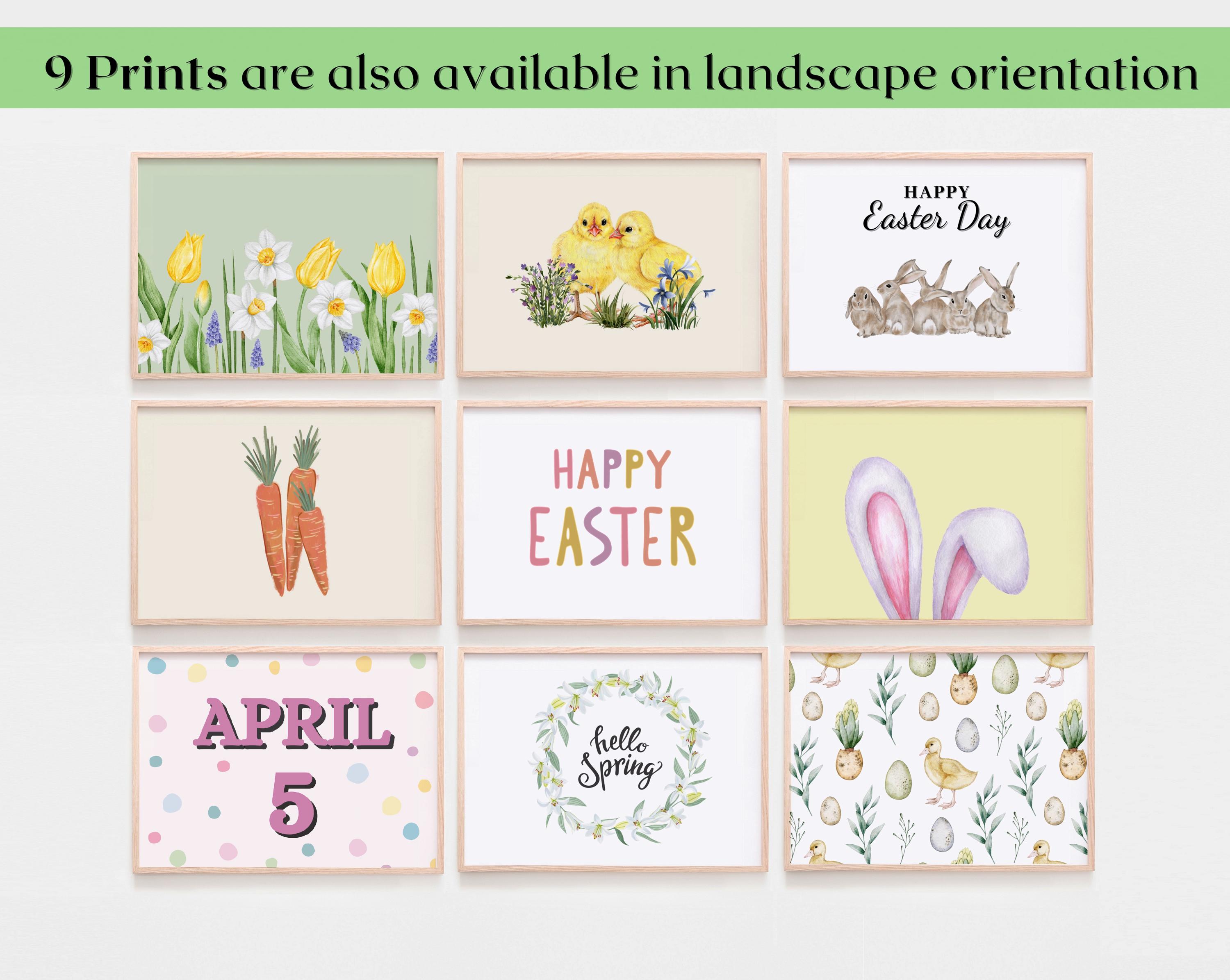 30 Easter Wall Art Prints, Pastel Eggs Bunny Posters, Spring Bundle ...