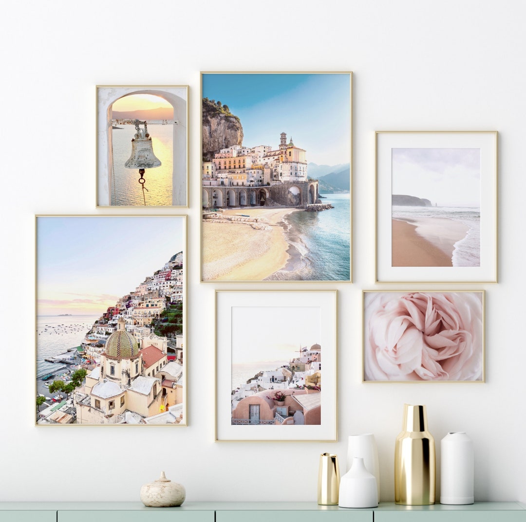 Pastel Italy Gallery Wall Set of 6 Prints, Amalfi Coast Art, Summer ...