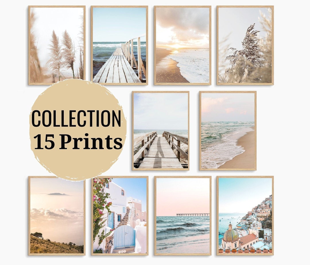 Coastal Gallery Wall Set of 15 Prints, Neutral Landscape Posters ...