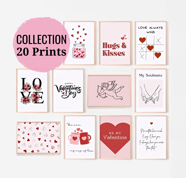 20 Prints Valentine Day Wall Art Valentines Day Printables - Etsy