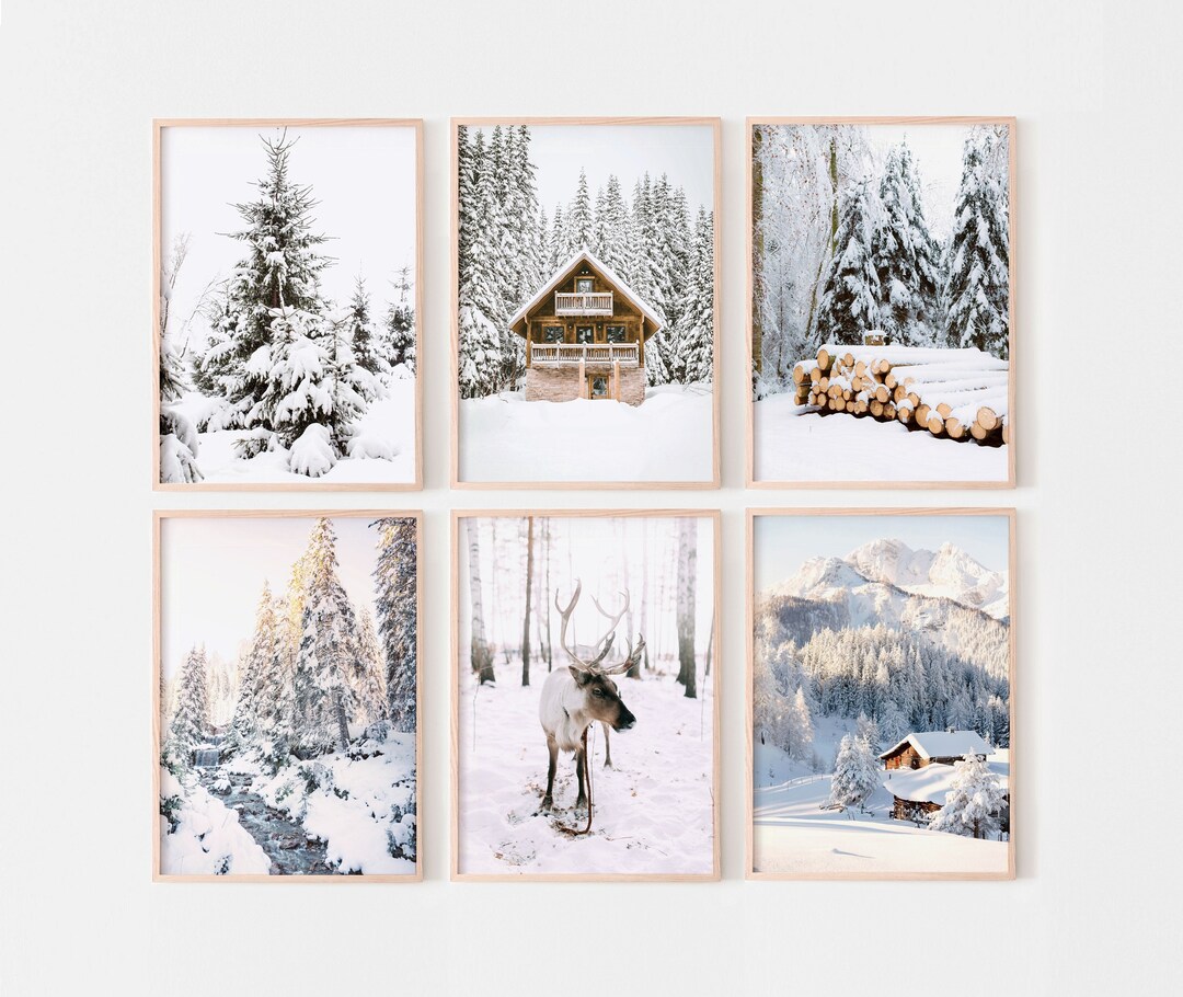 Winter Prints Set of 6, Snowy Landscape Photography, Holiday Gallery ...