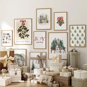 80 Christmas Digital Prints, Holiday Gallery Wall Set, Festive Wall ...