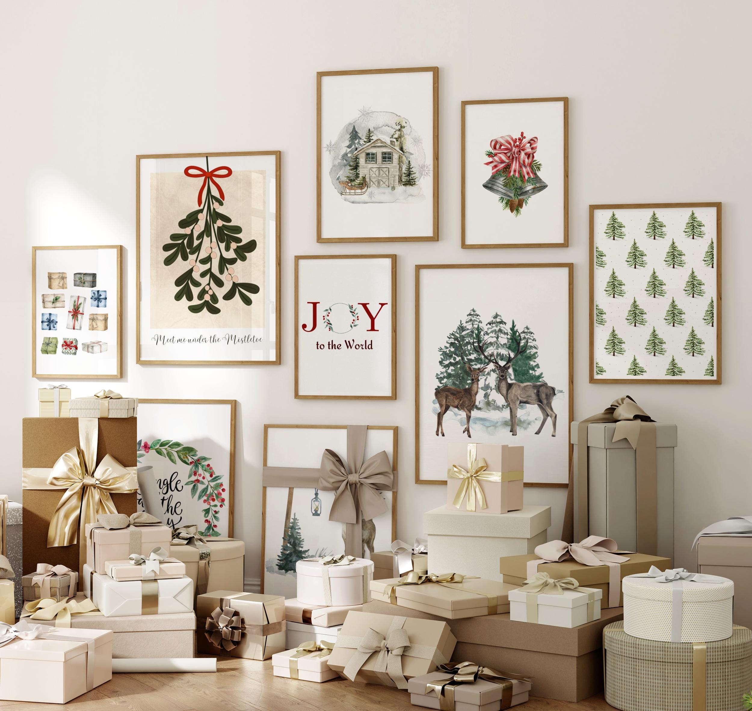 80 Christmas Digital Prints, Holiday Gallery Wall Set, Festive Wall ...