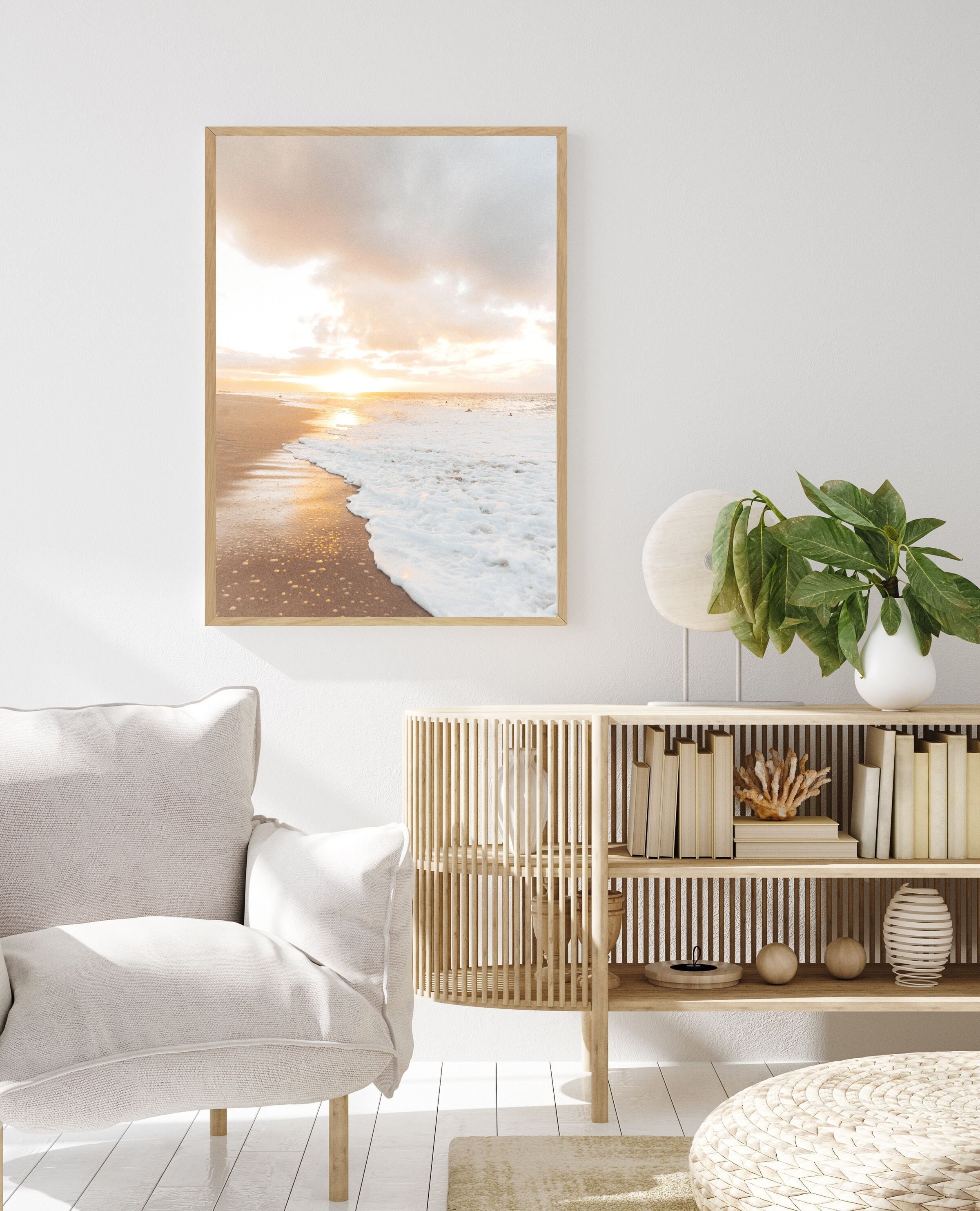 Neutral Sunset Coastal Print Pastel Beach Photography - Etsy