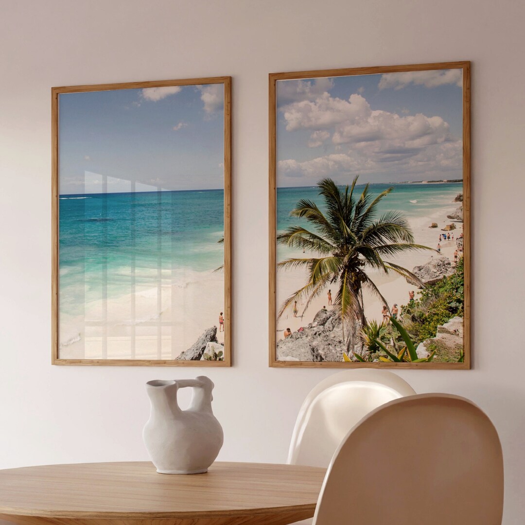Tulum Beach Prints Set of 2, Mexican Coastal Photography, Travel Mexico ...