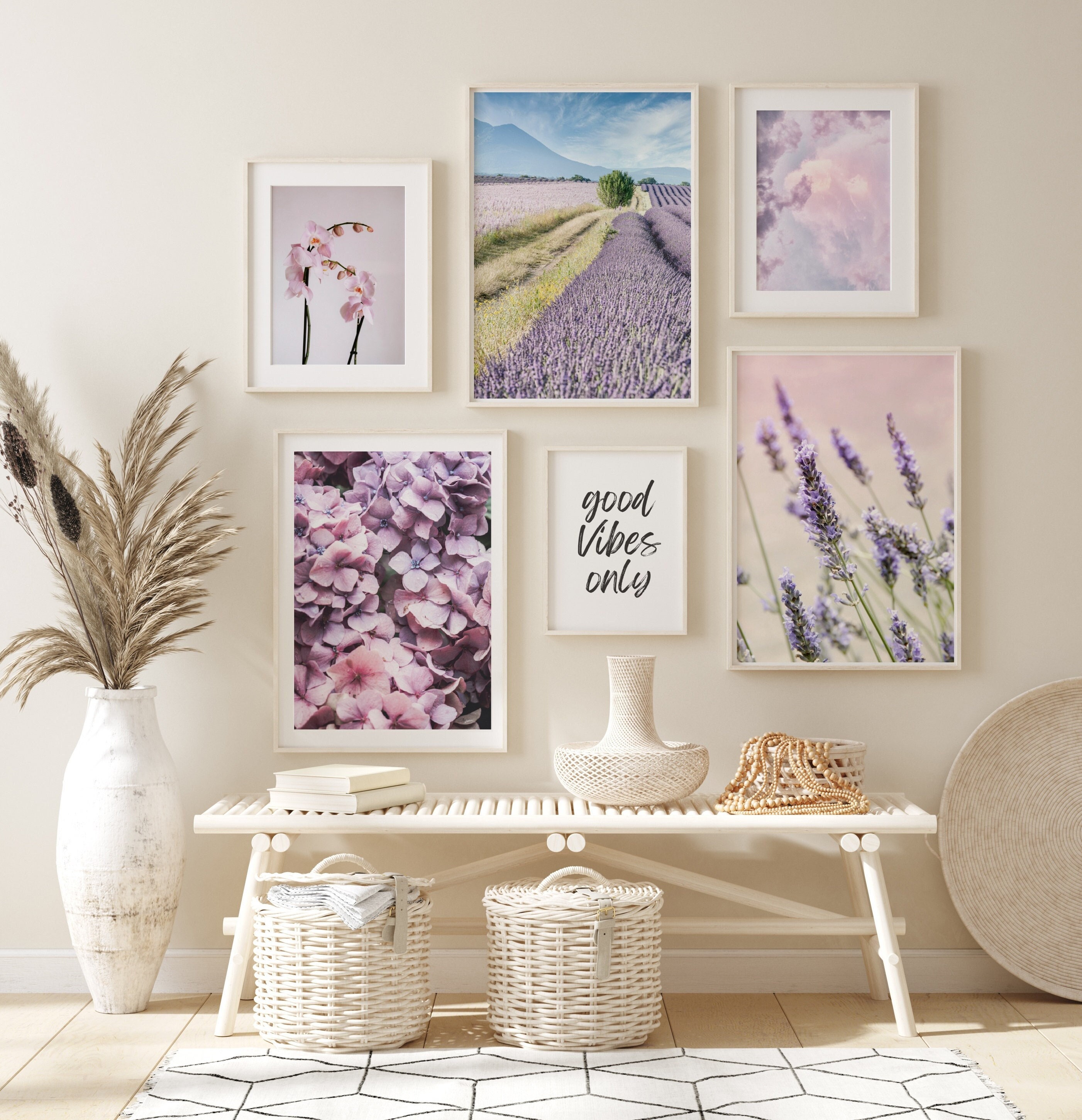 Purple Gallery Wall Prints Purple Floral Prints Set of 6 - Etsy