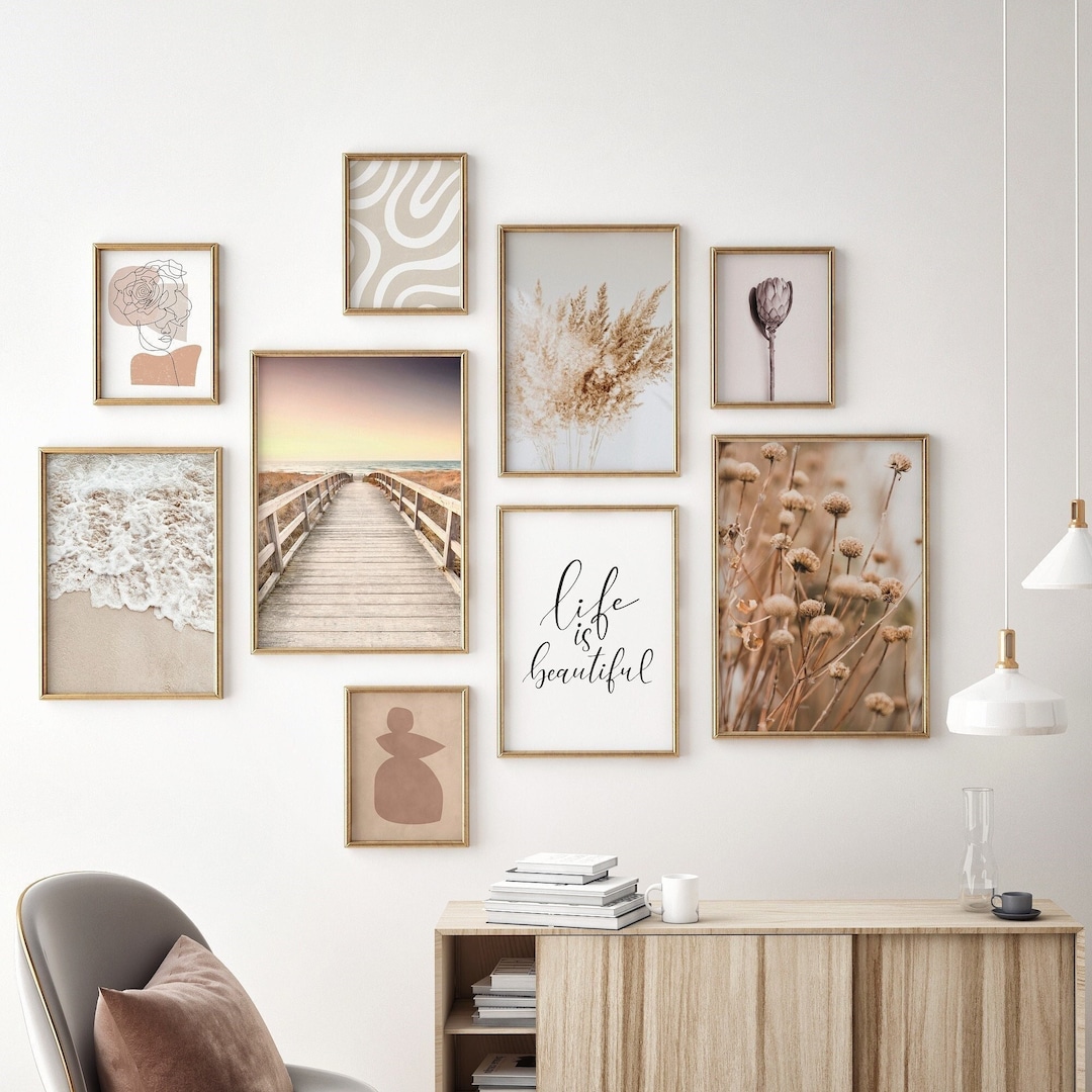 Gallery Wall Prints, Set of 9 Prints, Neutral Gallery Wall Set, Coastal ...