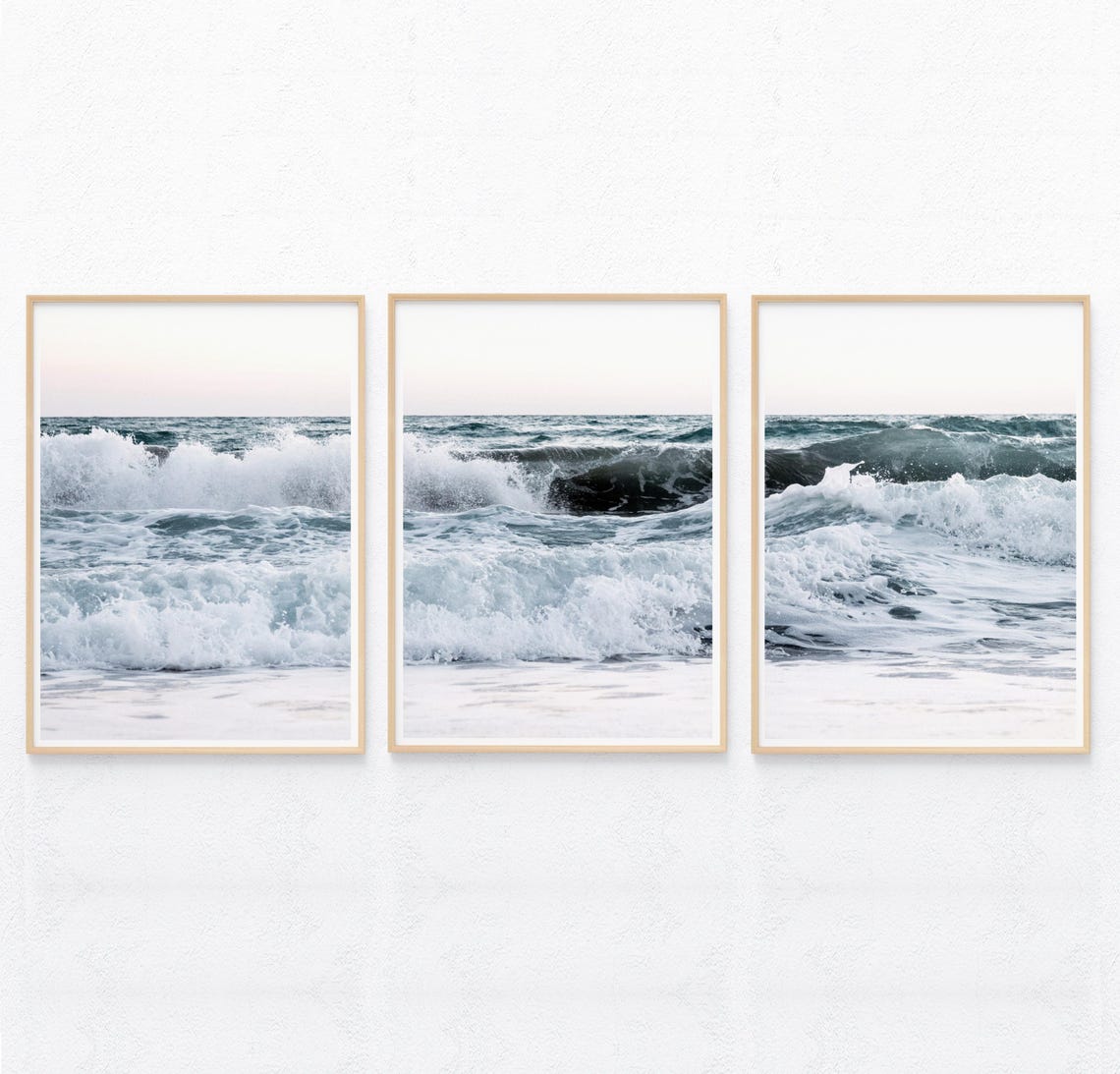 Downloadable Ocean Waves Triptych Prints, Modern Coastal 3 Piece Wall ...