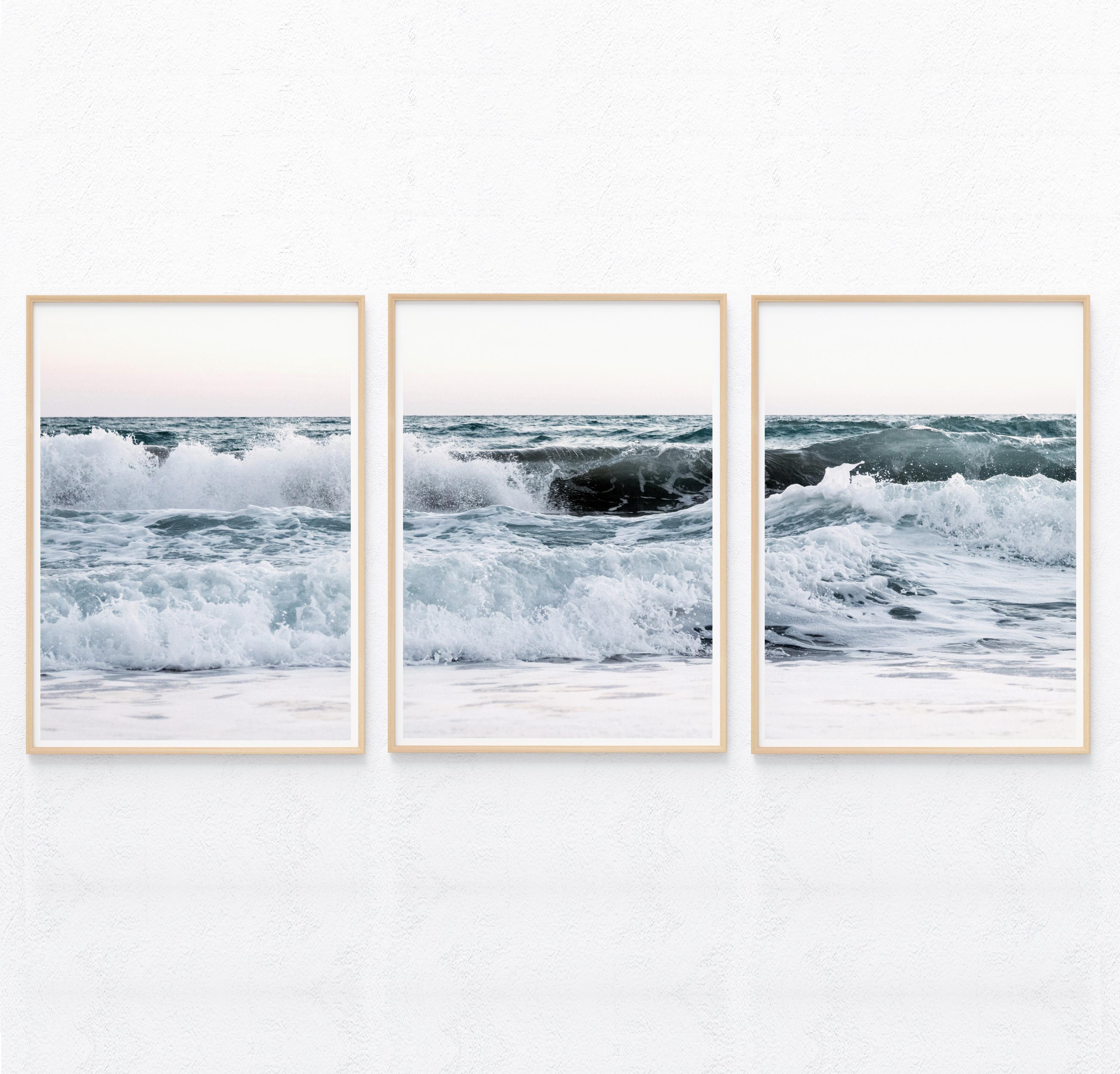 Downloadable Ocean Waves Triptych Prints, Modern Coastal 3 Piece Wall ...