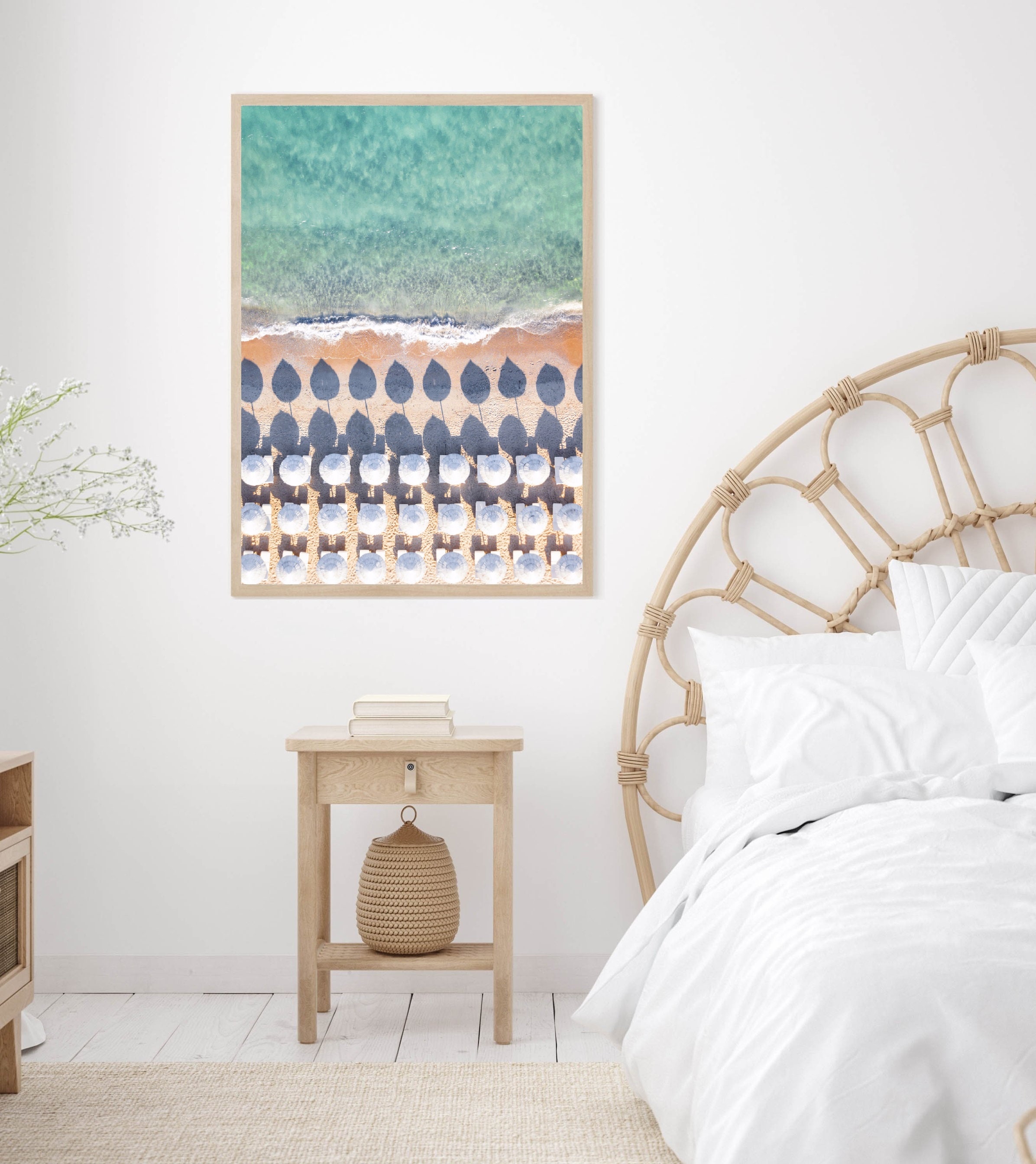 Aerial Beach Print Turquoise Ocean Wall Art Beach Umbrellas - Etsy