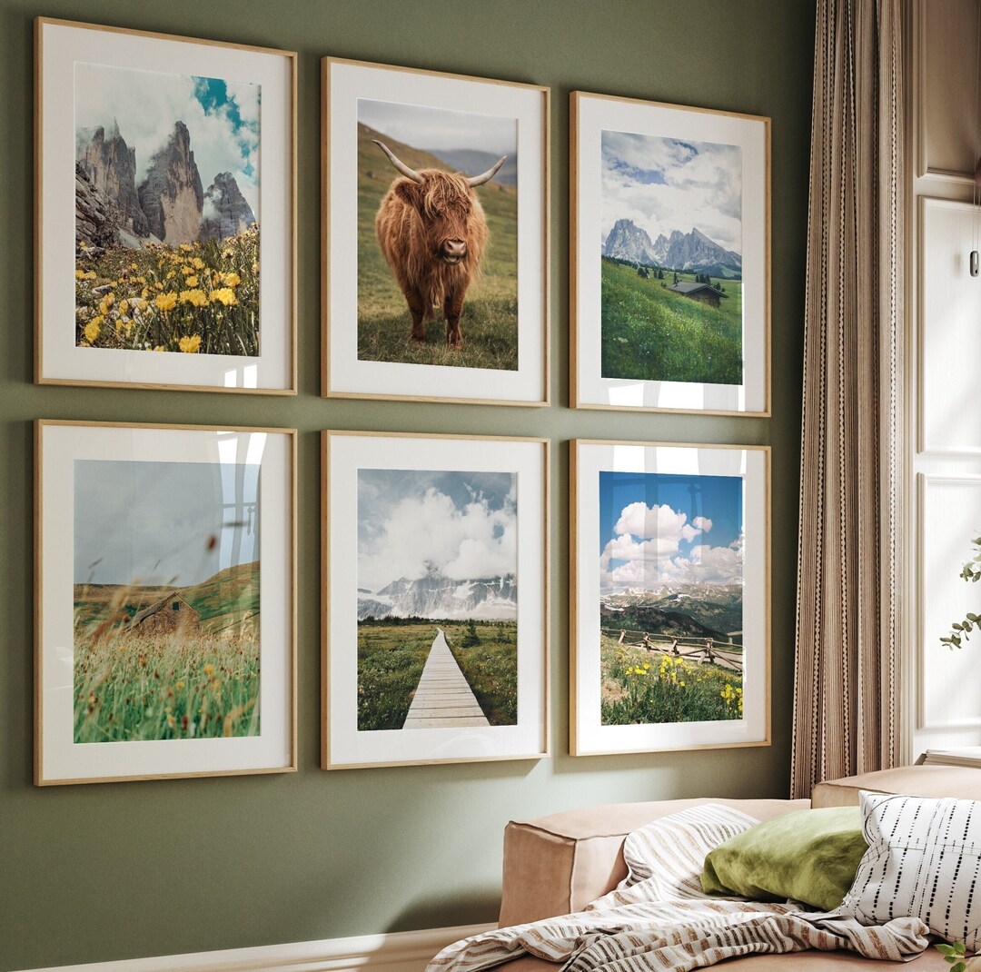 Nature Prints, Highland Cow Set of 6 Prints, Scotland Gallery Wall Set ...