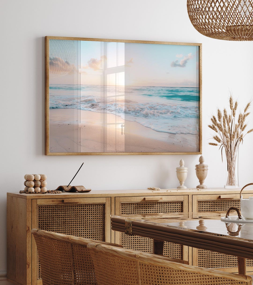 Pastel Sunset Ocean Print, Boho Coastal Downloadable Poster, Cottage ...