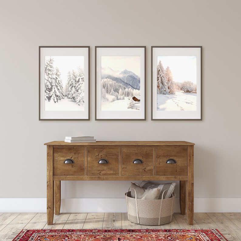 Winter Prints Set of 3, Christmas Set of 3 Prints, Snow Forest Art ...