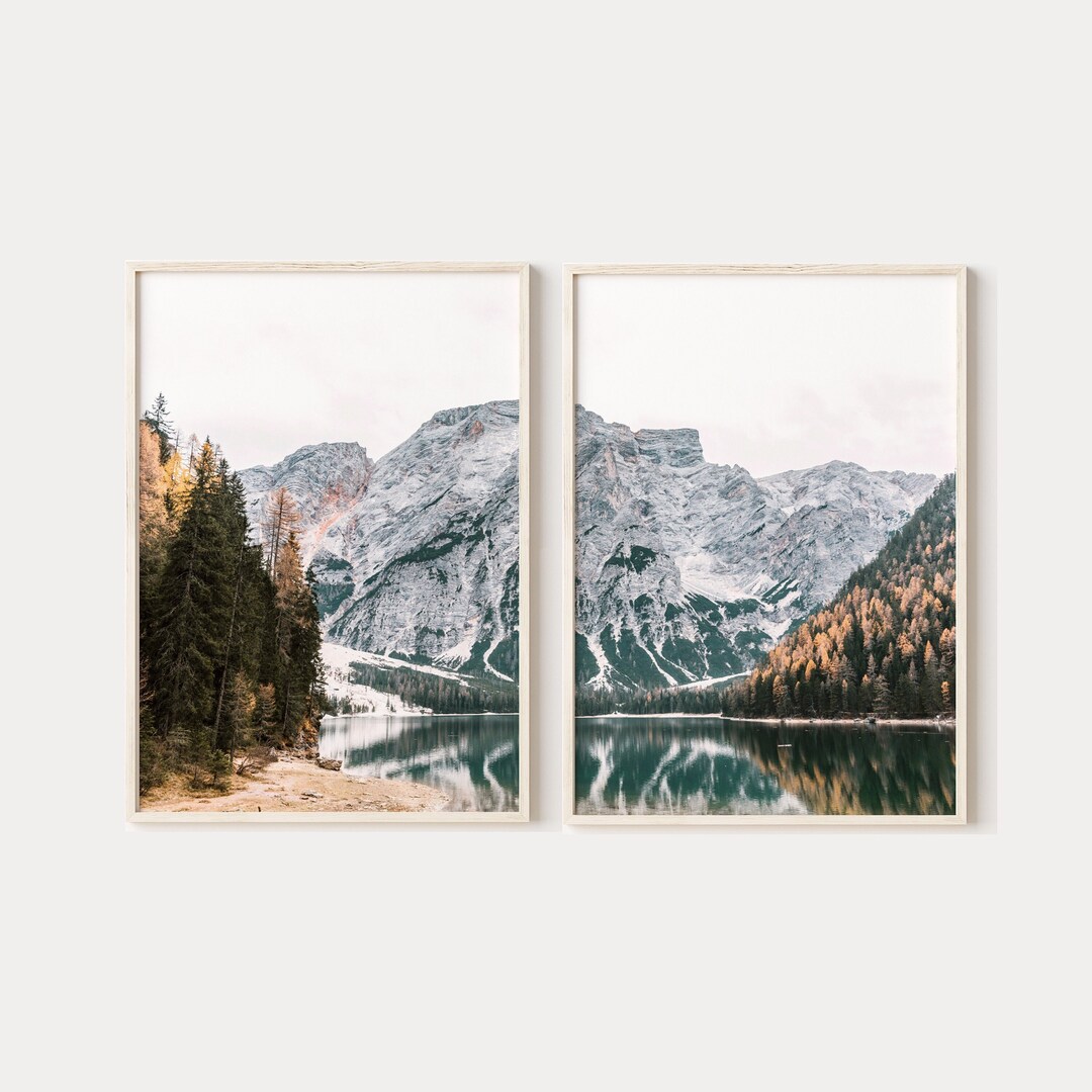 Lake Nature Prints Set of 2, Mountain Digital Prints, Nature Diptych ...