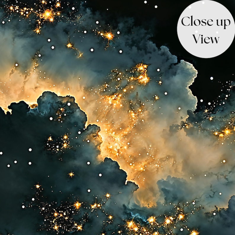 Moody Celestial Prints Set of 3, Starry Night Sky Paintings, Dark Blue ...