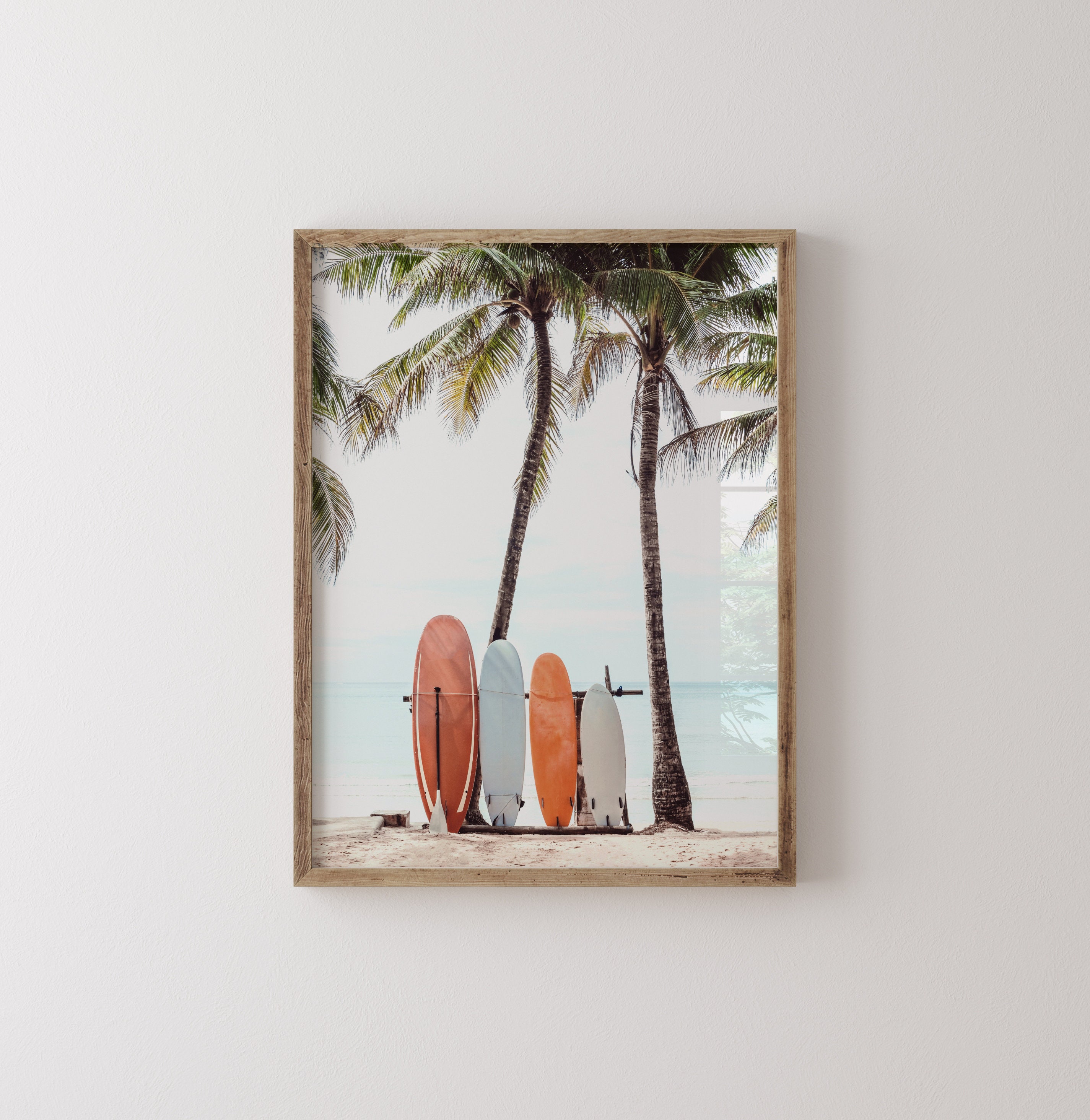 Surfboard Print, Surf Beach Photography, Palm Tree Surf Board Poster ...