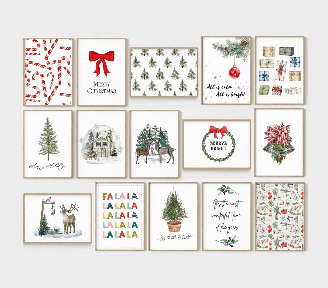 30 Prints, Christmas Wall Art, Digital Download, Winter Gallery Wall ...