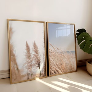 Seagrass Print Set of 2, Dried Sea Grass Posters, Neutral Pampas ...