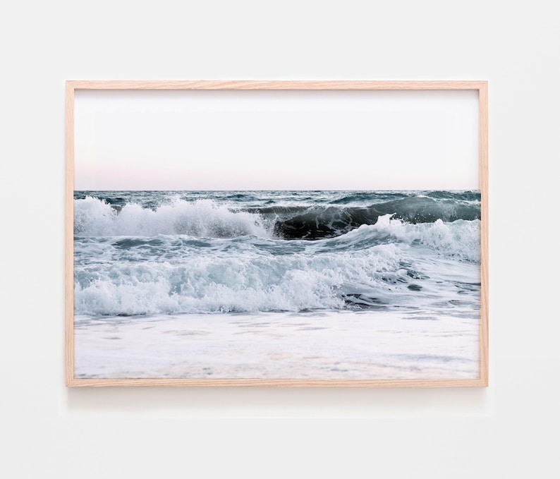 Downloadable Ocean Waves Print, Blue Beach Wave Photography, Modern ...