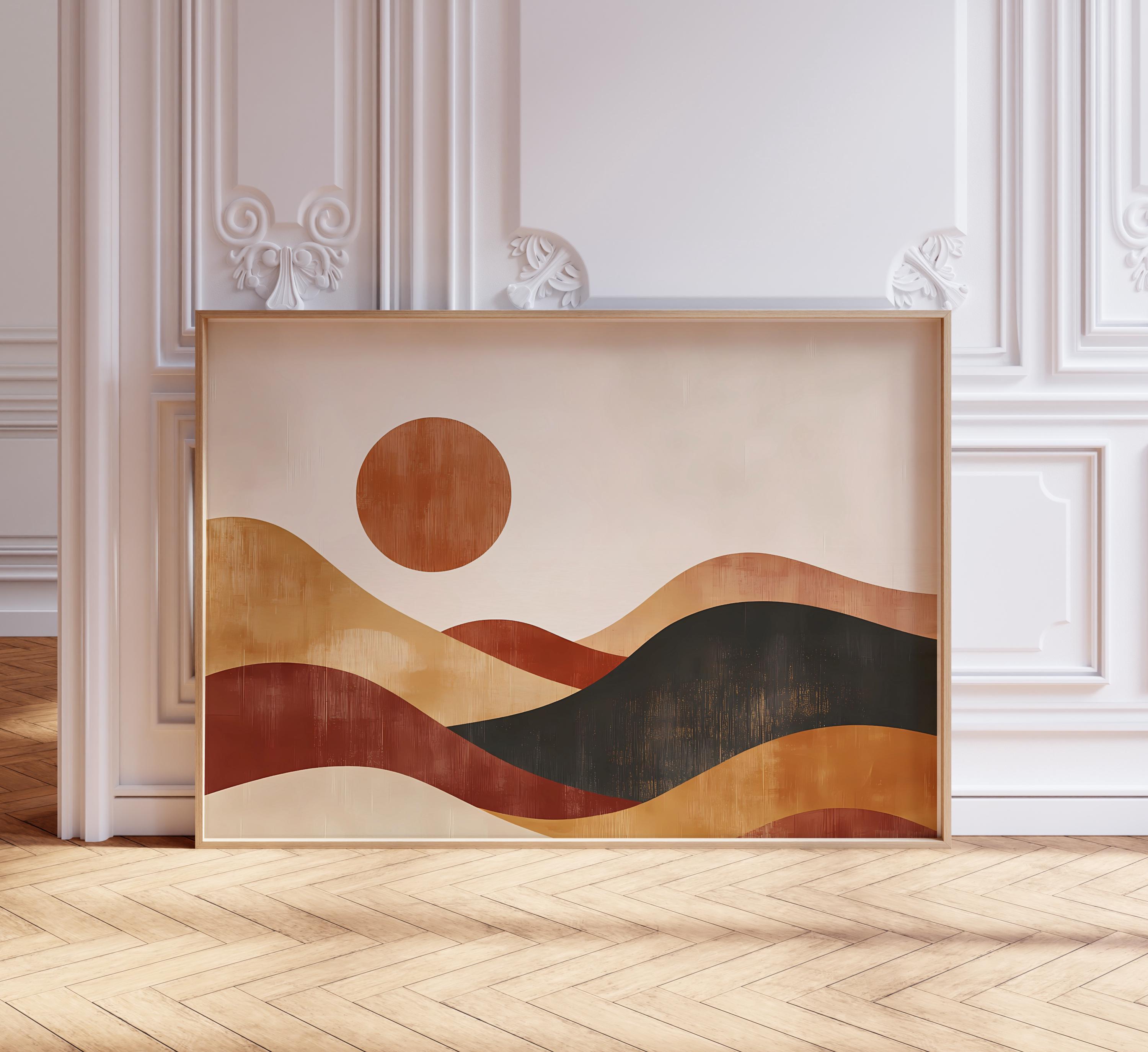 Abstract Terracotta Landscape Print, Modern Boho Desert Artwork, Mid ...
