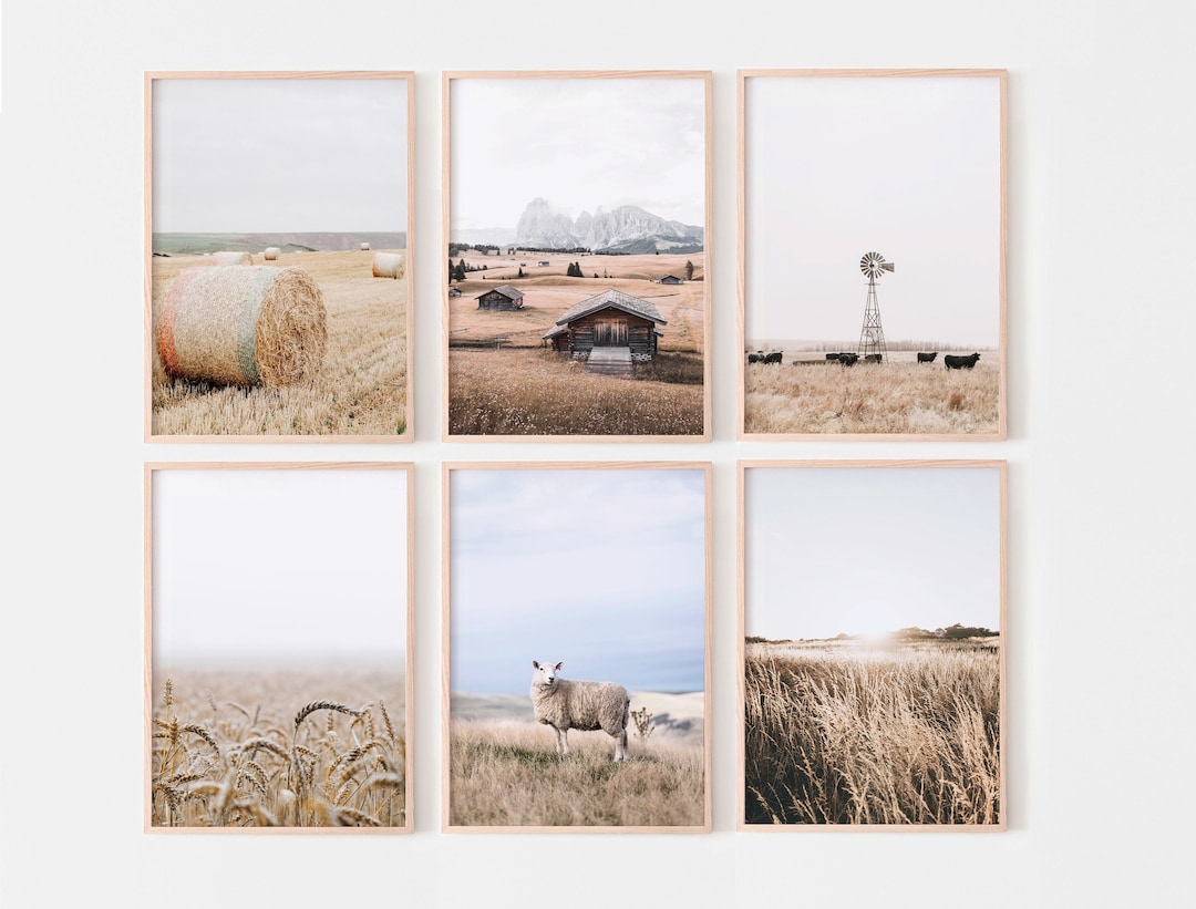 Farm Prints Set of 6, Rustic Nature Prints, Country Gallery Wall Set ...
