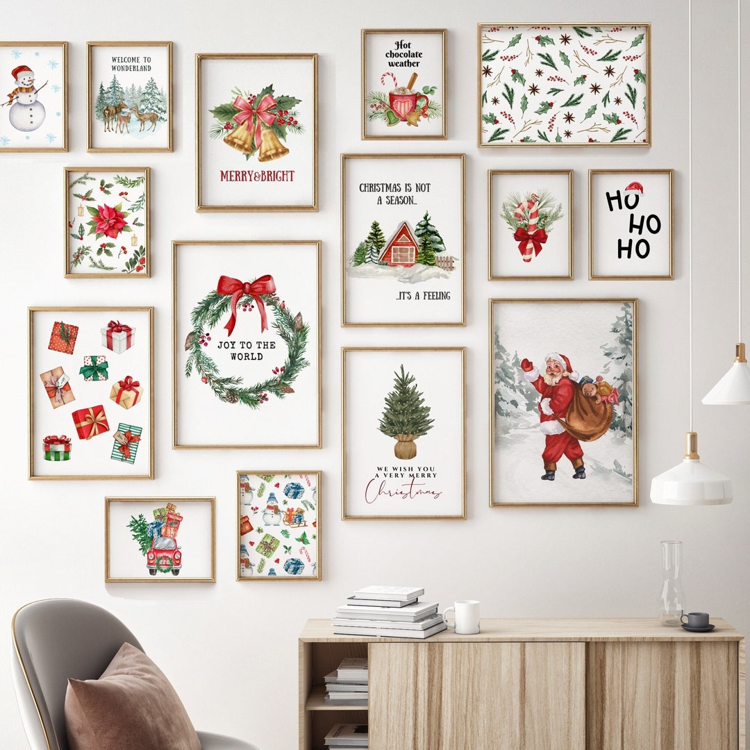 15 Christmas Gallery Wall Art Holiday Wall Prints Winter - Etsy