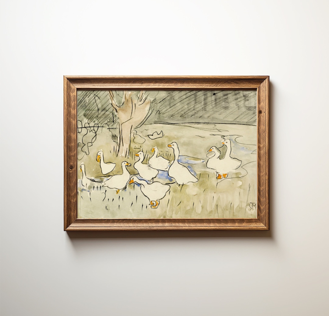 Vintage Nursery Geese Print, Antique Farm Nursery Room Art, Goose ...