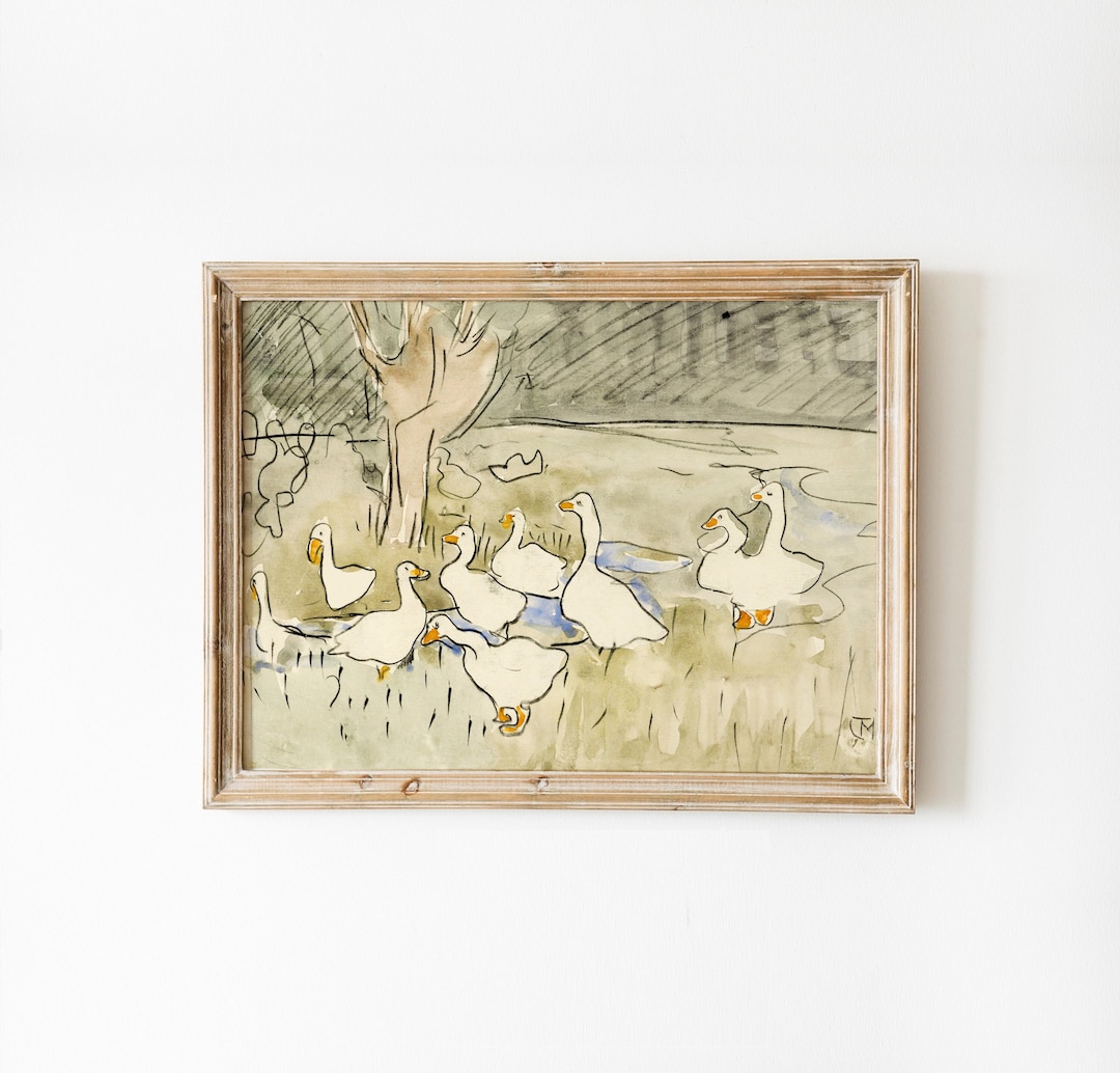 Vintage Nursery Geese Print, Antique Farm Nursery Room Art, Goose ...