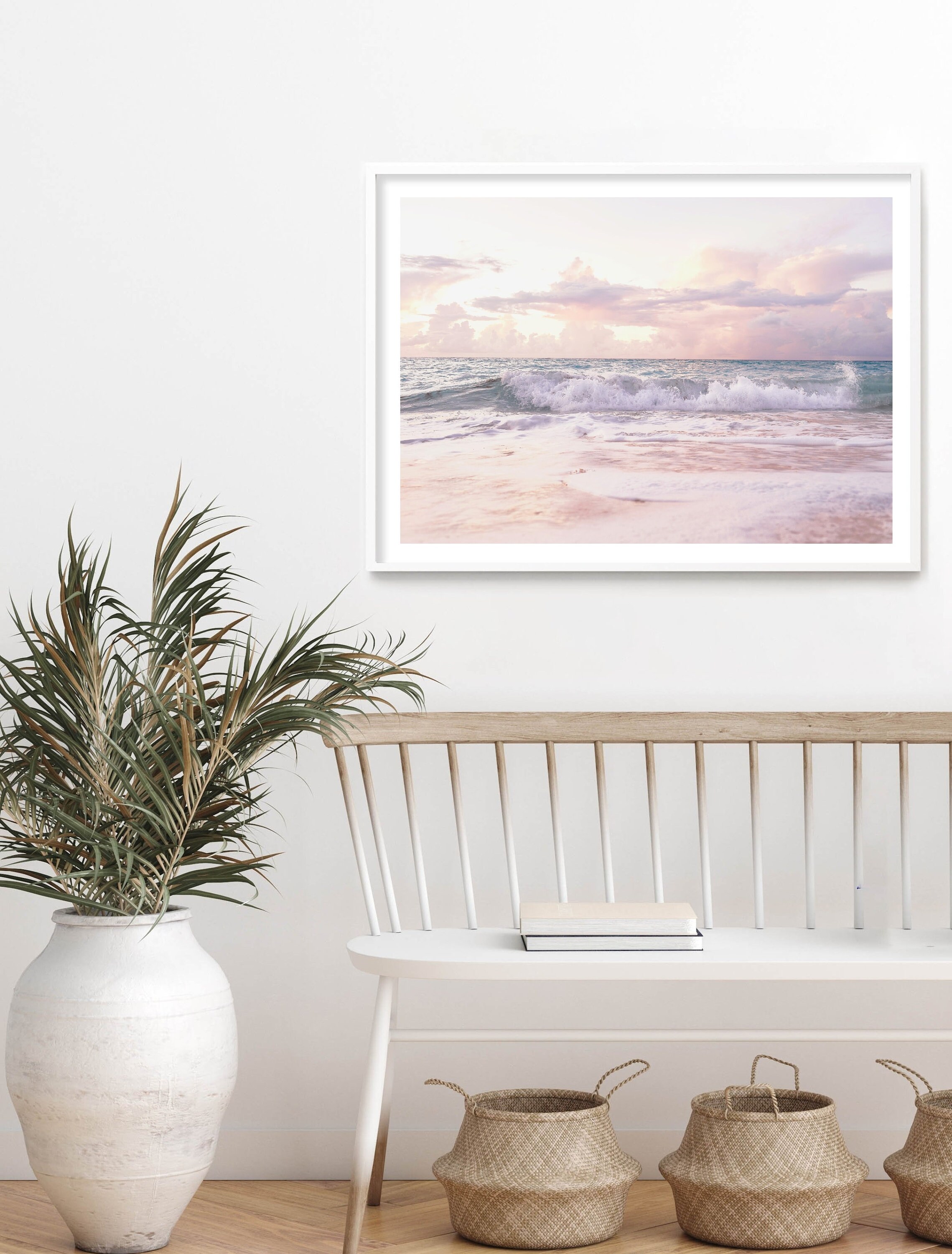 Pastel Pink Sea Art Print Horizontal Beach Wall Art Coastal - Etsy